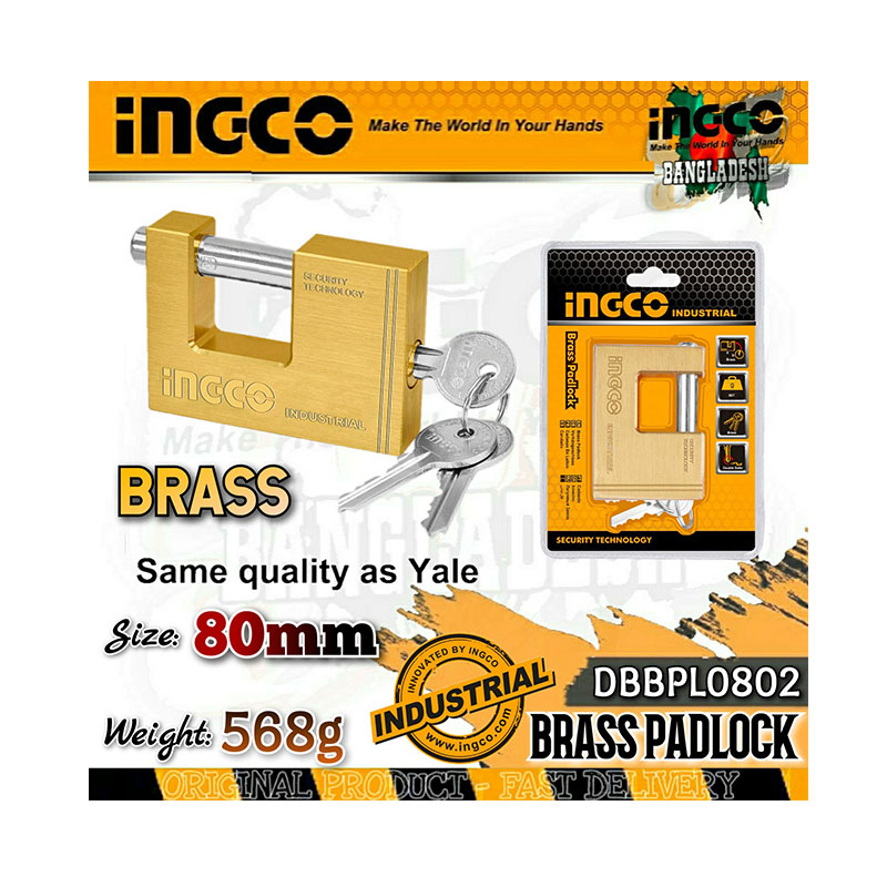 Brass Padlock (Heavy) 80Mm Ingco – Dbbpl0802 – Tools3m.com