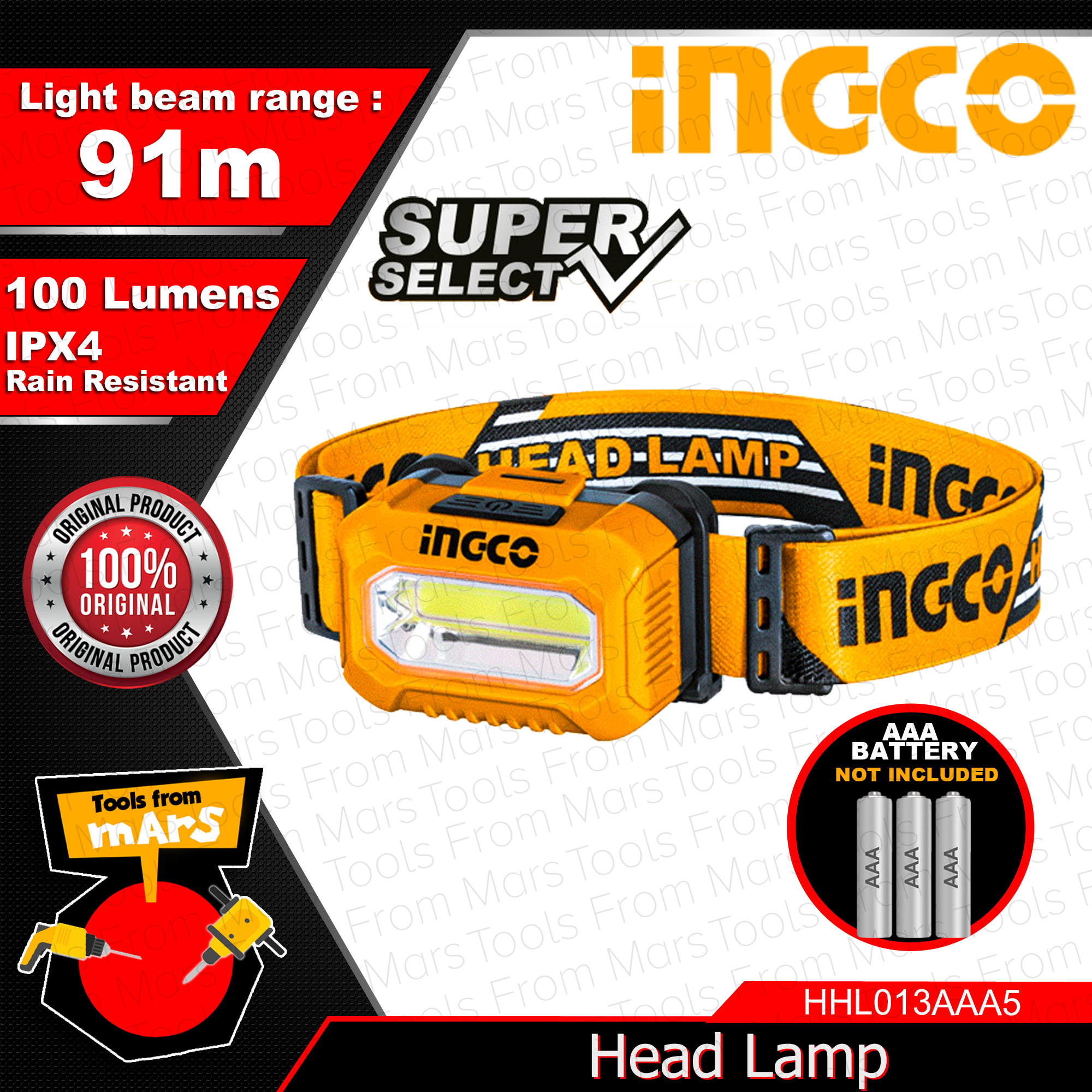 Headlamp INGCO – HHL013AAA5 – Tools3m.com