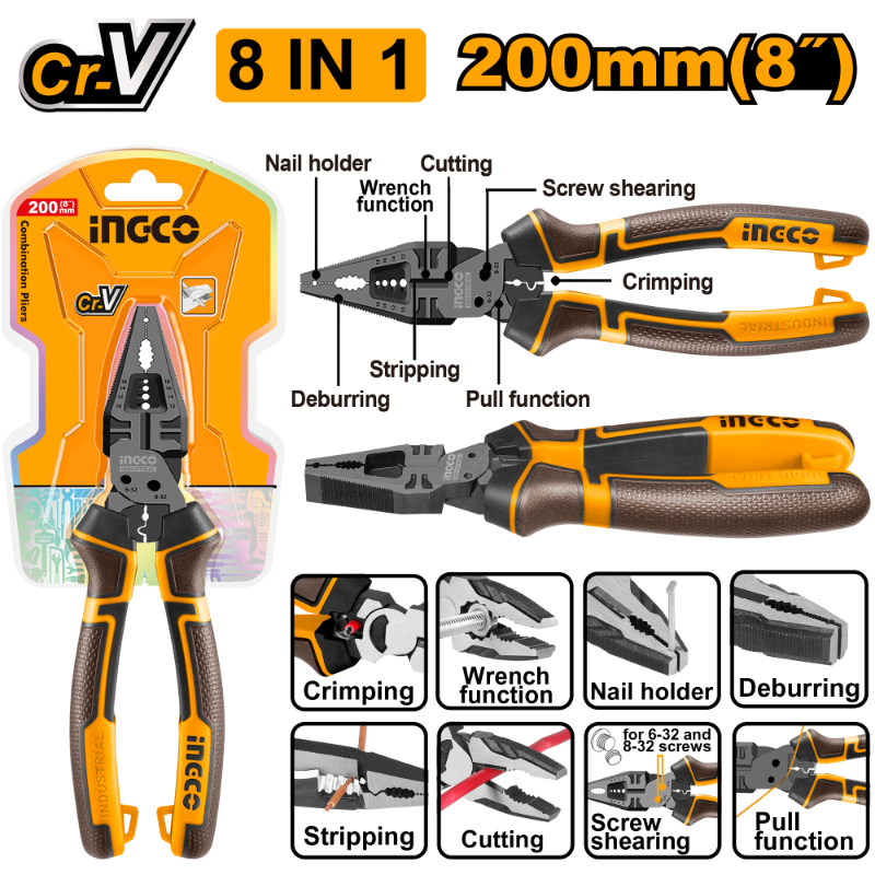 8 In 1 Multi-Function Combination Plier INGCO-HMFCP28200 – Tools3m.com