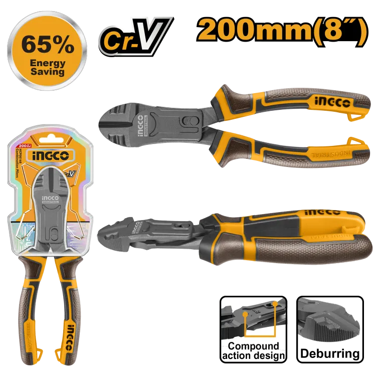 Compound Action Diagonal Cutting Plier 8″ Ingco – HCDCP58200 – Tools3m.com